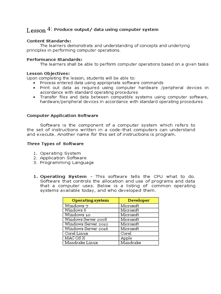 Performing Computer Operations Pco Lo4 Tle Iacss9 12pco If 7 Pdf Usb Flash Drive