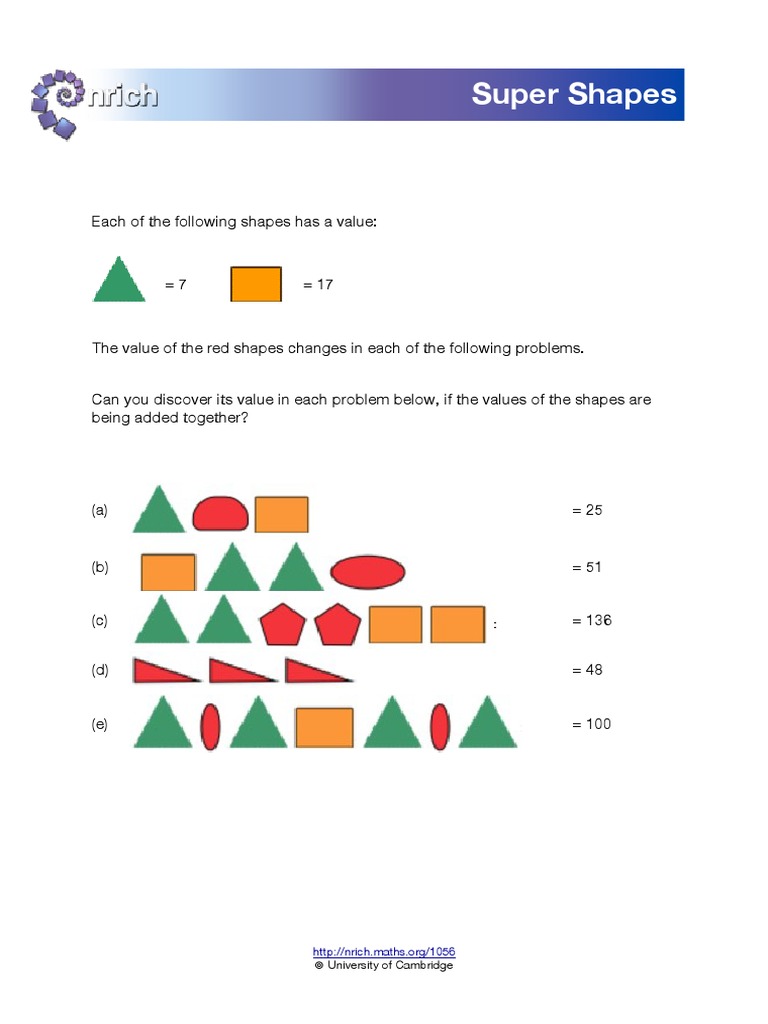 Super Shapes: © University of Cambridge | PDF
