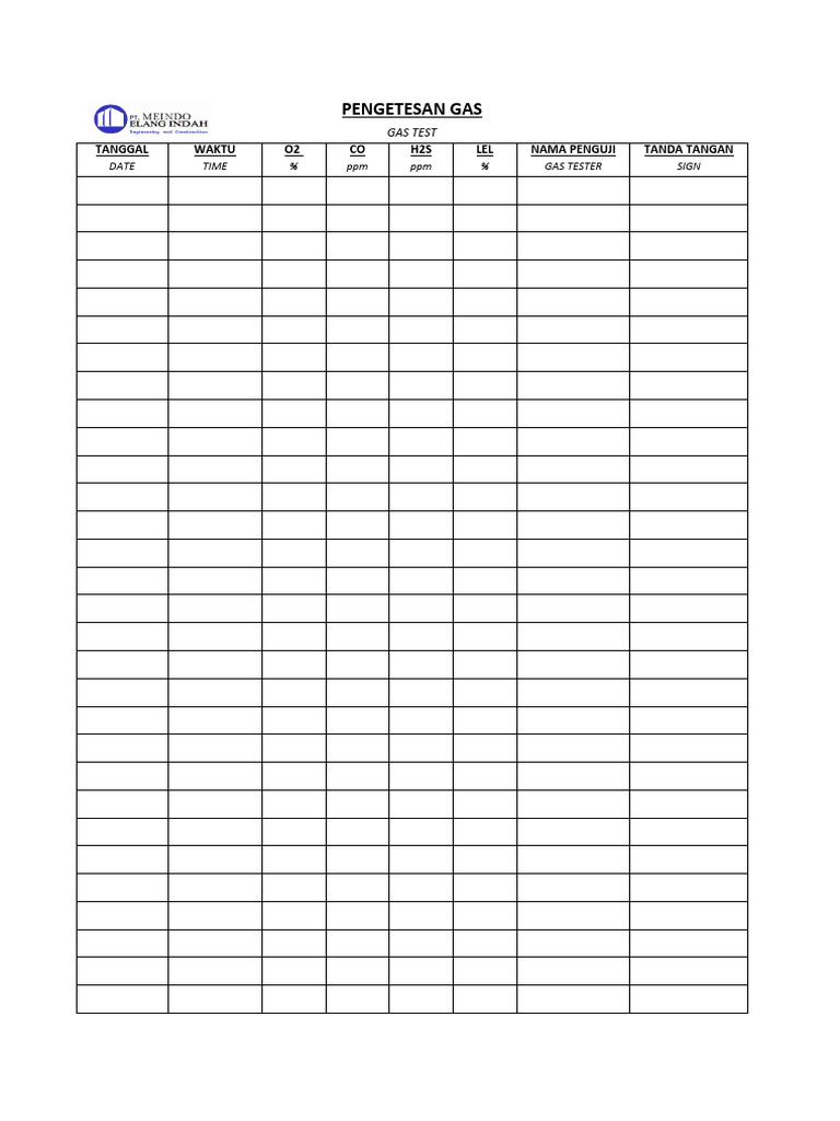 Form Pengujian Gas Pdf