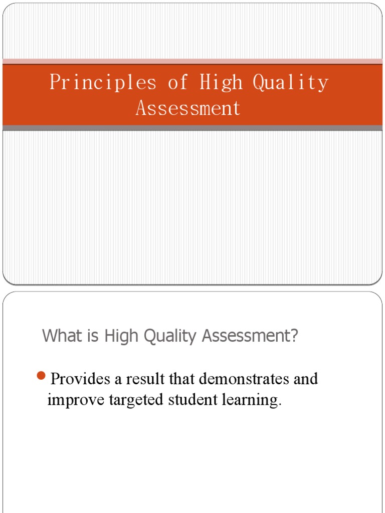 Principles of High Quality Assessment | PDF | Validity (Statistics) | Educational Assessment