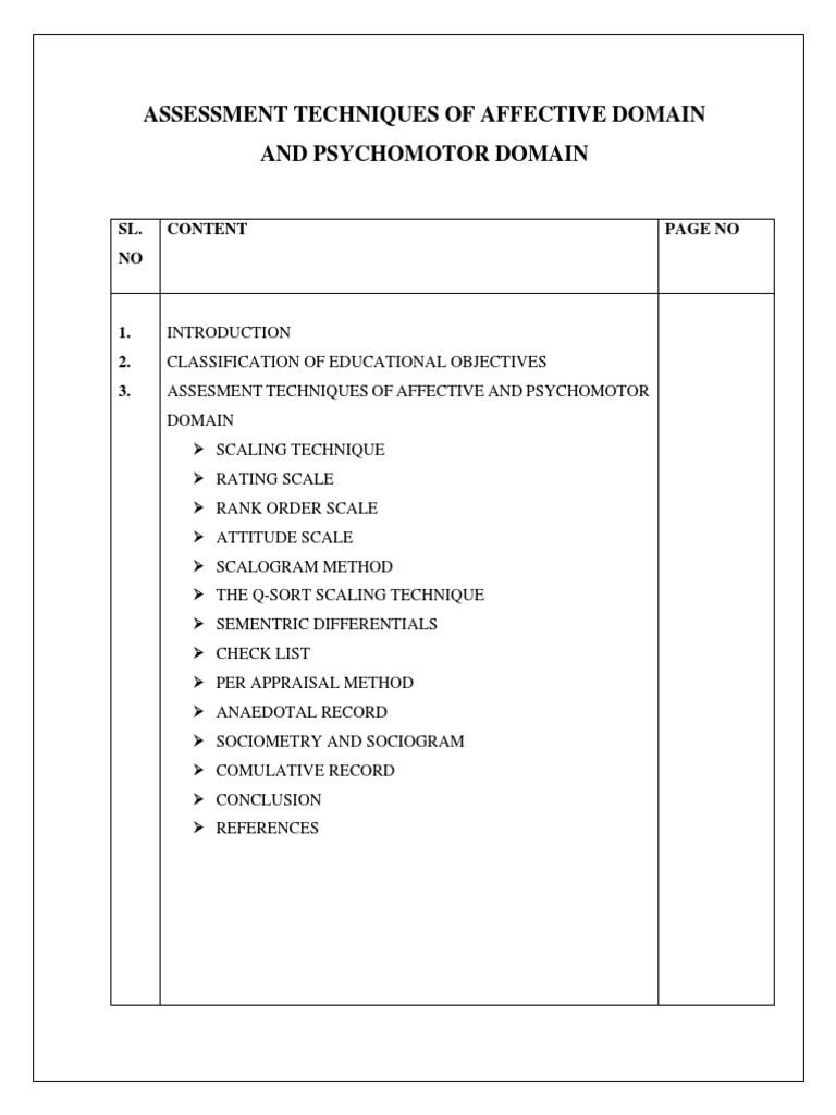 Assessment Techniques of Affective Domain | PDF | Level Of Measurement ...