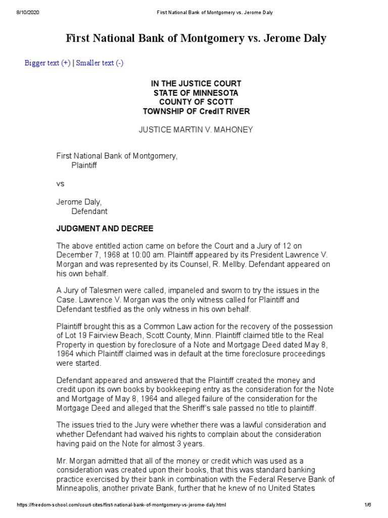 First National Bank of Montgomery vs. Jerome Daly | PDF | Digital ...