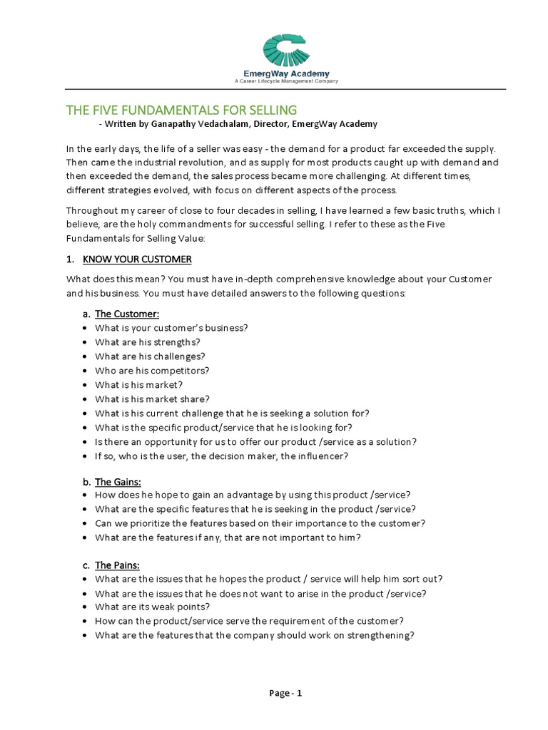 5 Sales Fundamentals | PDF | Sales | Media Manipulation