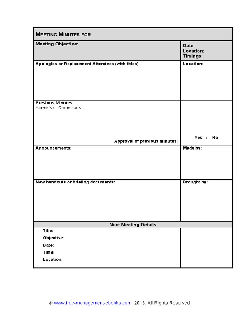 Fme Meeting Minutes Template | PDF