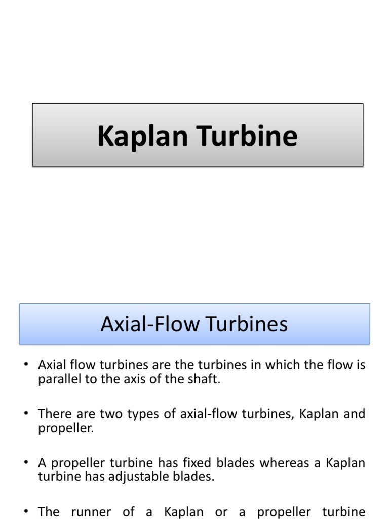 Lecture 15 (Kaplan Turbine) PDF | PDF | Turbine | Propeller