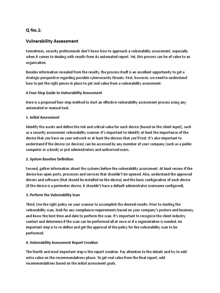 Q No.1: Vulnerability Assessment | PDF | Vulnerability (Computing ...