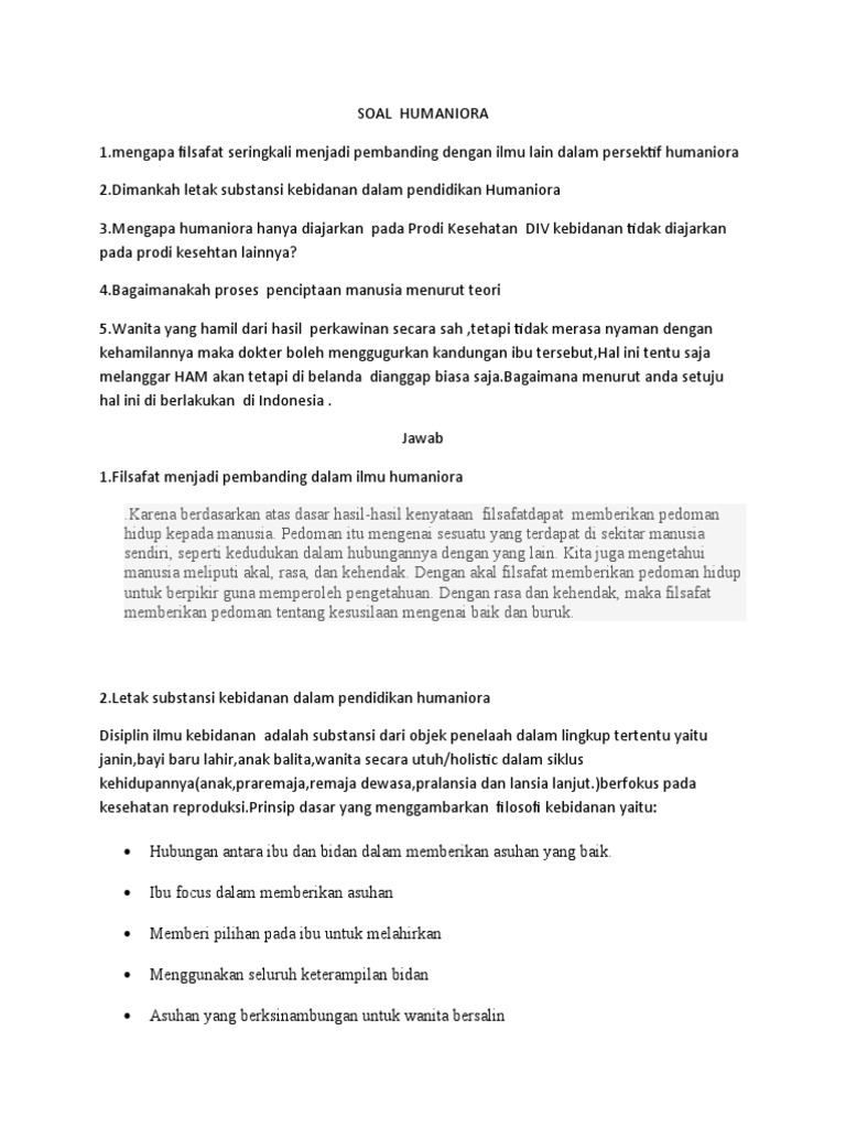 Soal Humaniora | PDF | Sains & Matematika