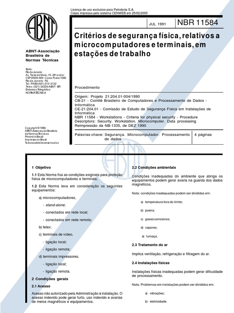 NBR 11584 PDF | PDF | Centro de dados | Cópia de segurança