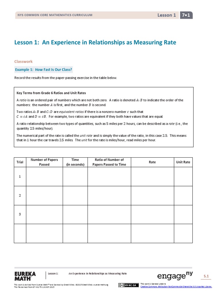 Math g7 m1 Topic A Lesson 1 Student PDF | PDF | Ratio | Common Core State Standards Initiative