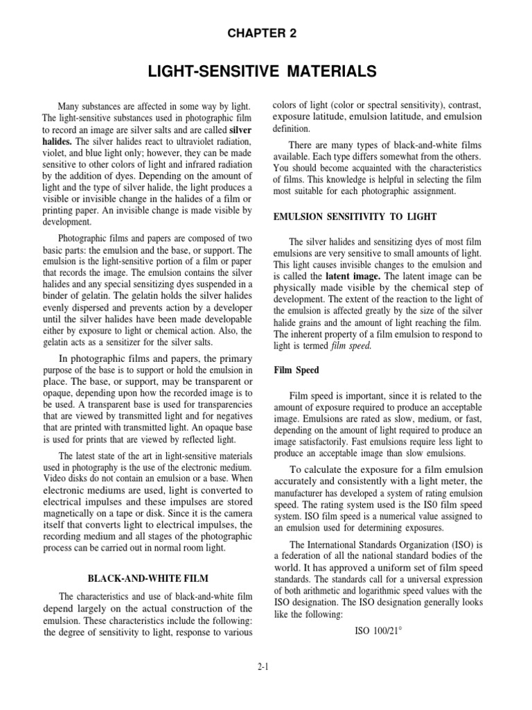 Light Sensitivity Materials | PDF | Film Speed | Exposure (Photography)