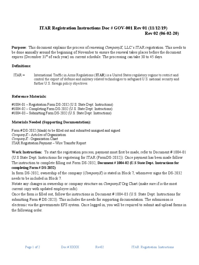 Renewing ITAR Registration: A Step-by-Step Guide to Completing Form DS ...