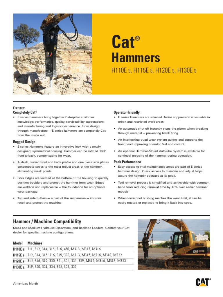 CAT Hammers H110 To H130E S | PDF | Piston | Hammer