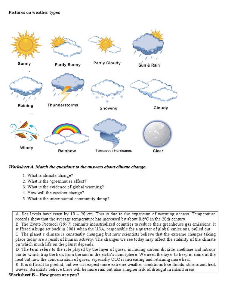 Climate Change Worksheets | PDF | Global Warming | Greenhouse Gas