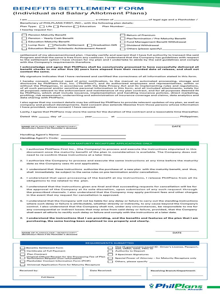 Benefits Settlement Form | PDF | Insurance | Private Law