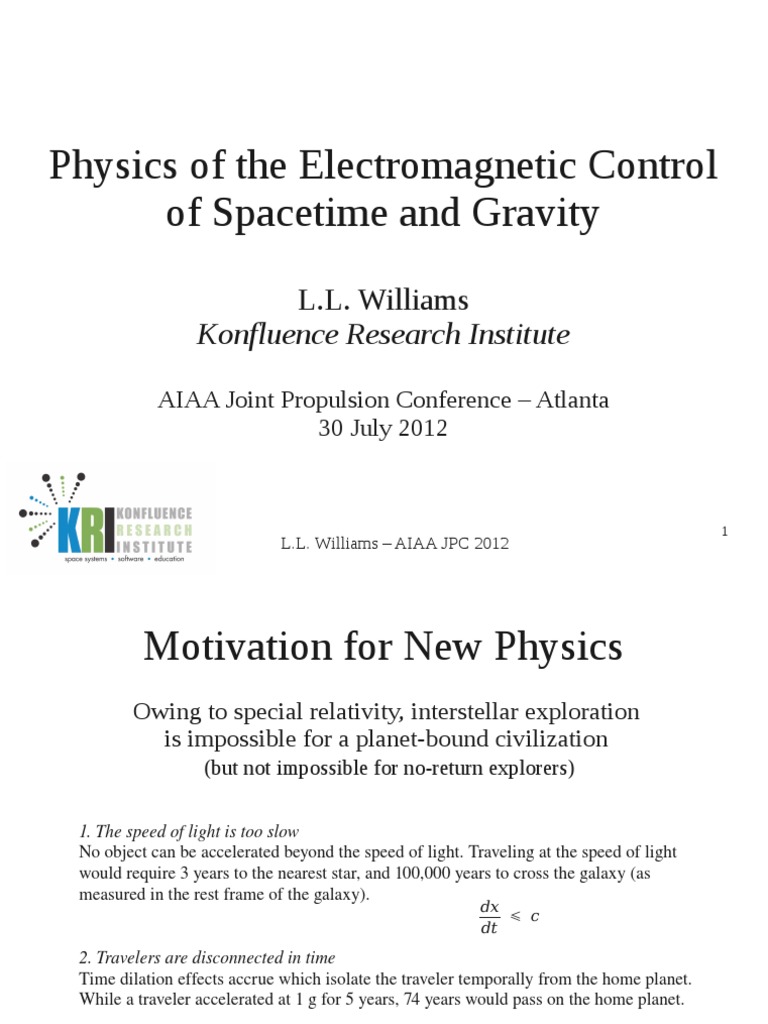 Physics of The Electromagnetic Control of Spacetime and Gravity | PDF ...