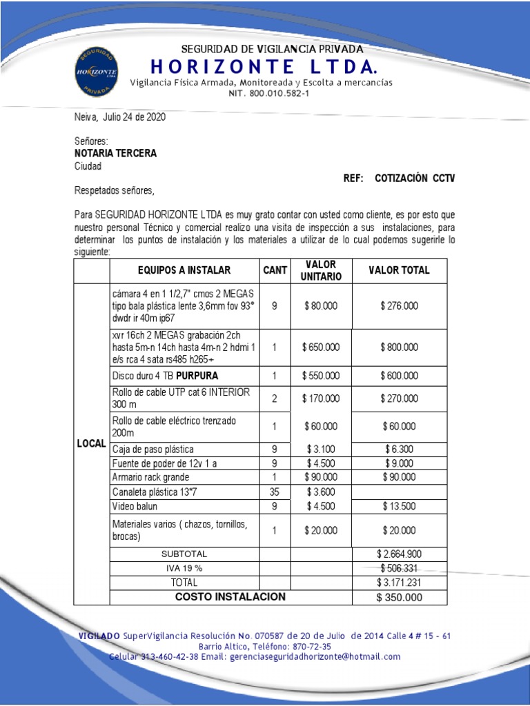 Cotizacion Notaria 3 PDF | Descargar gratis PDF | Equipo | Bienes manufacturados