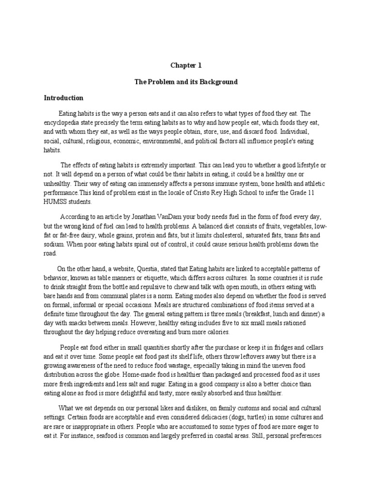 The Problem and Its Background | Download Free PDF | Meal | Foods