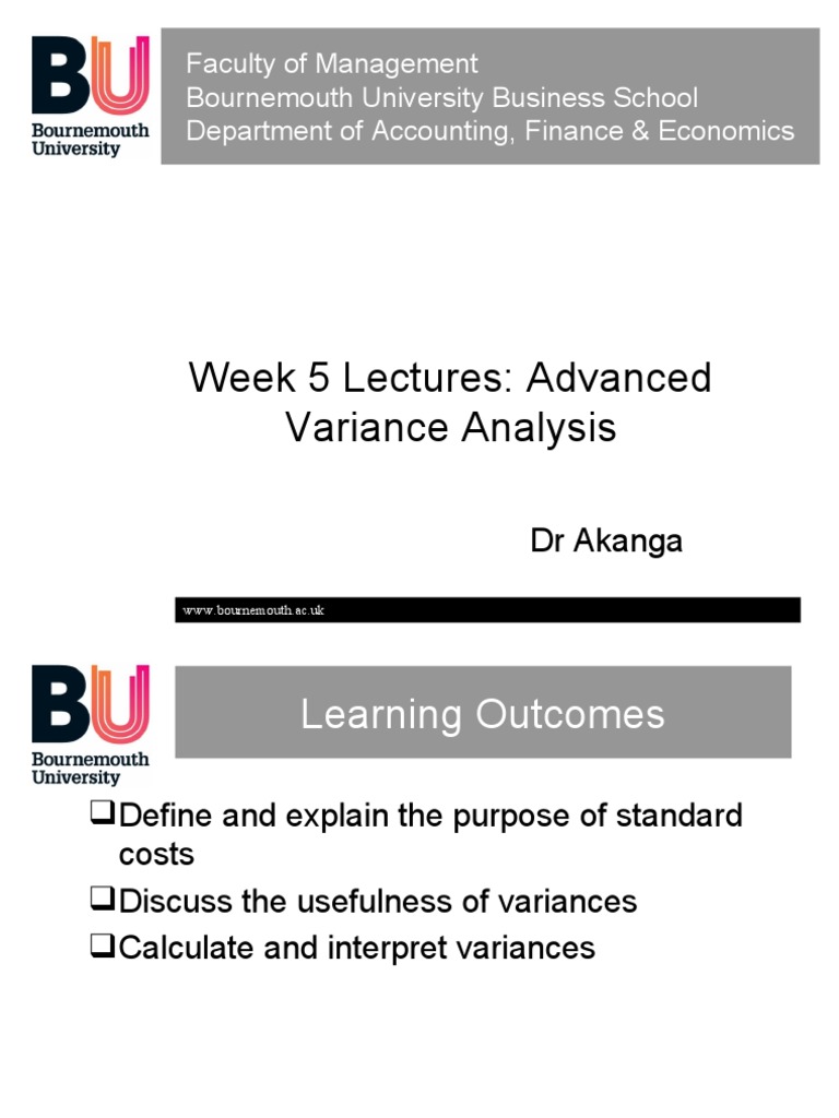 Advanced Variance Analysis Lecture | PDF | Variance | Cost