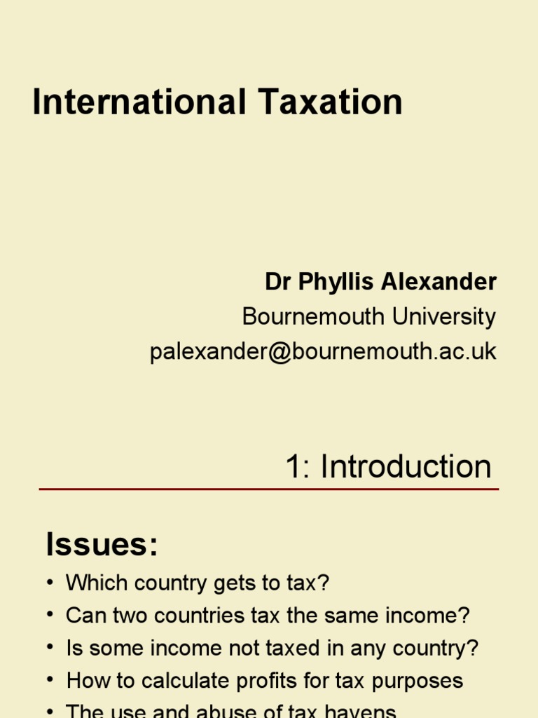 Topic 1 - Introduction To Double Taxation Problem | PDF | Double ...