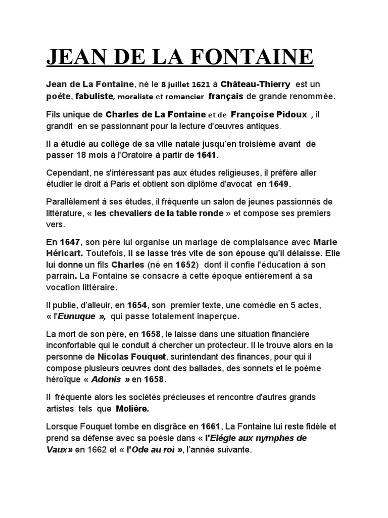 Jean de La Fontaine | Download Free PDF | Poésie