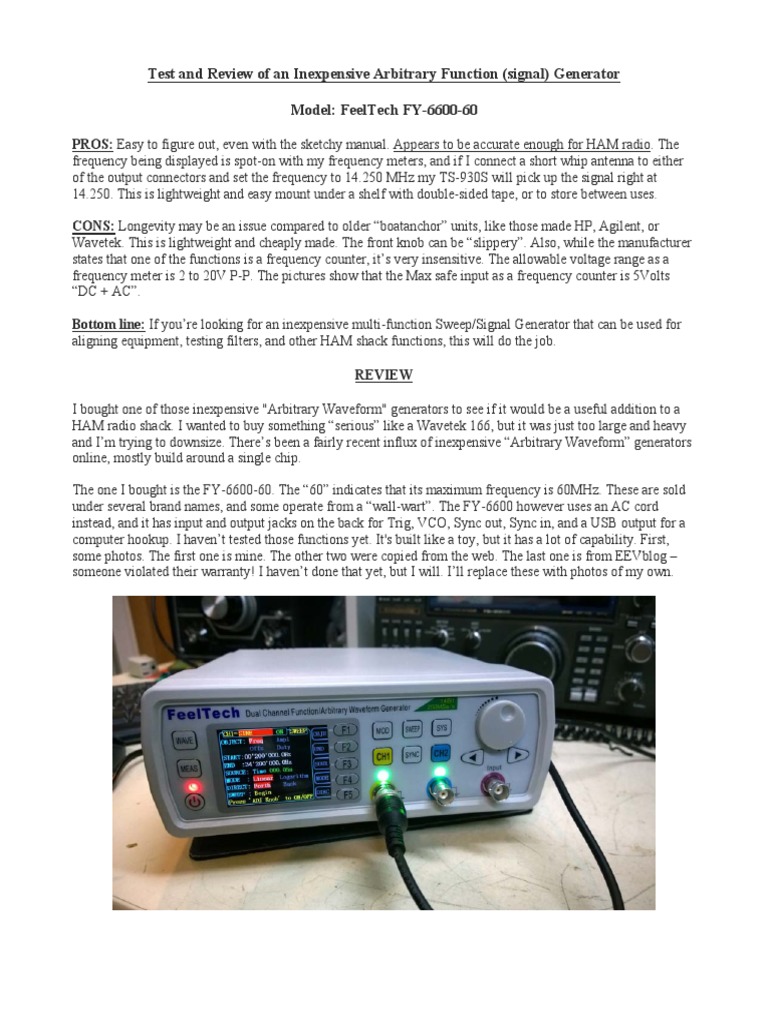 Test and Review of An Inexpensive Arbitrary Function (Signal) Generator ...