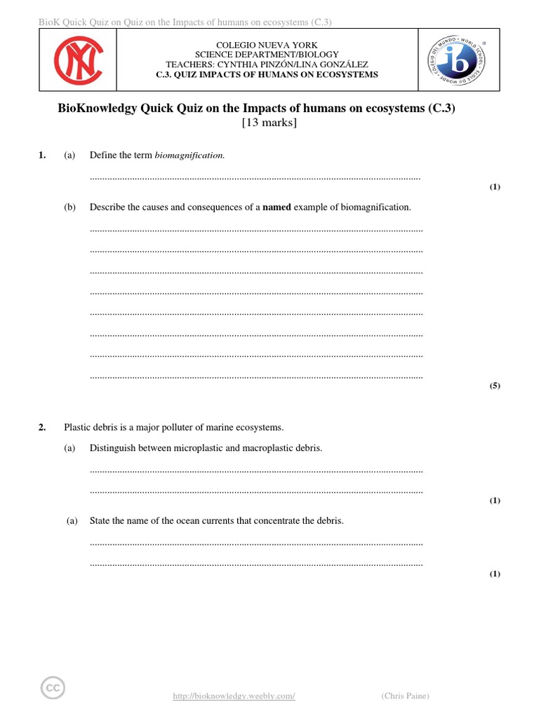 C.3. Quiz Impacts of Humans Over Ecosystems | PDF | Introduced Species ...