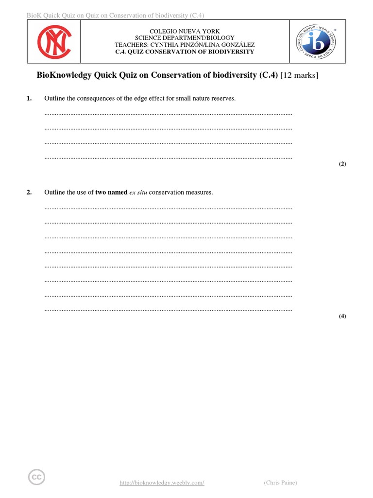 C.4. Quiz Conservation of Biodiversity | PDF | Environmental Science ...