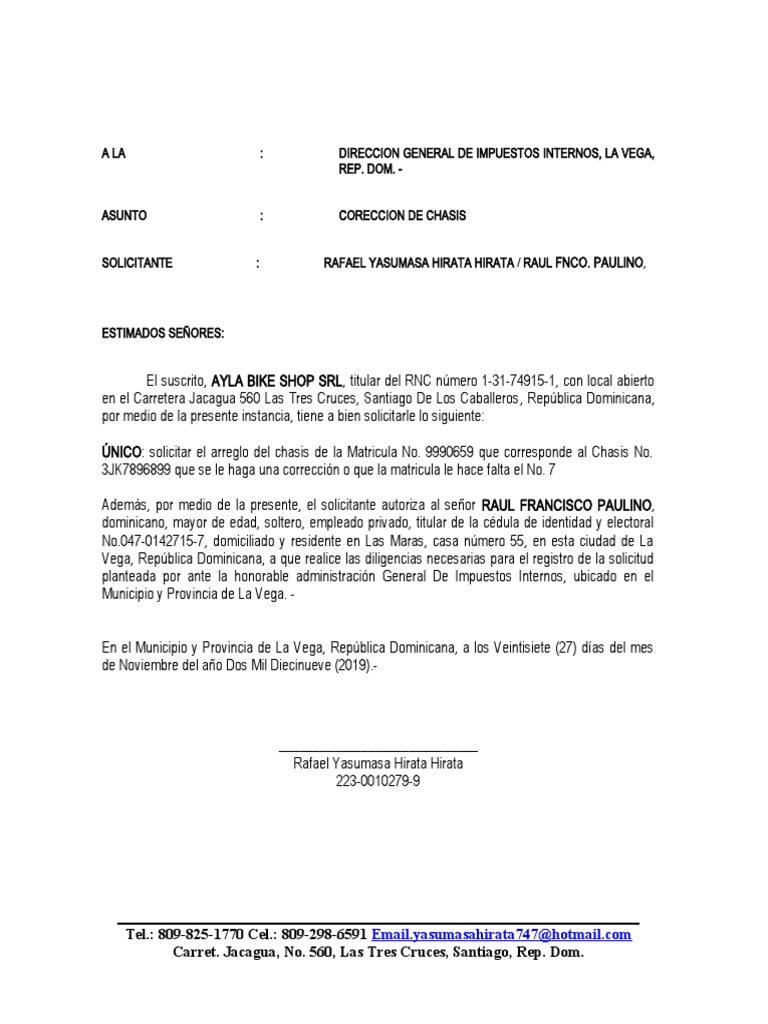 Carta Impuestos Internos | PDF