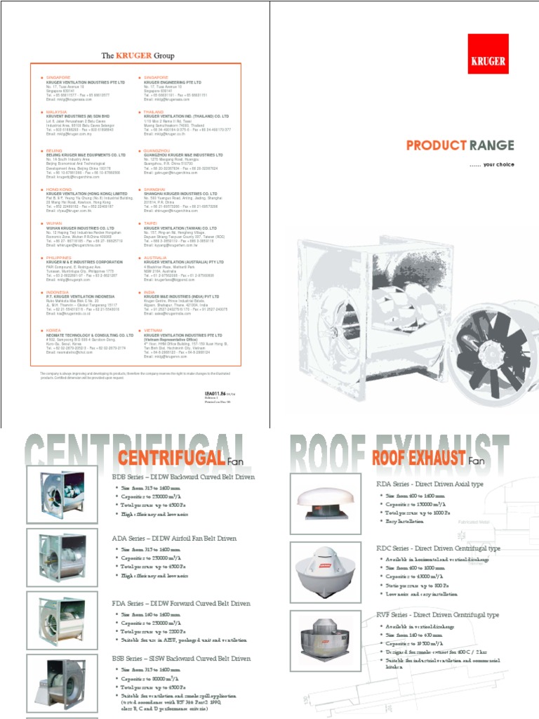 Kruger Fan Product Catalogue Overview | PDF | Duct (Flow) | Machines