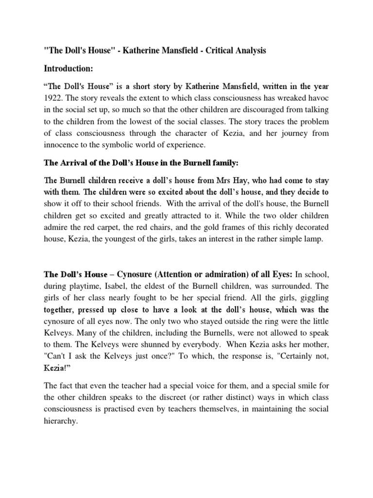 The Doll House Summary and Critical Analysis | PDF