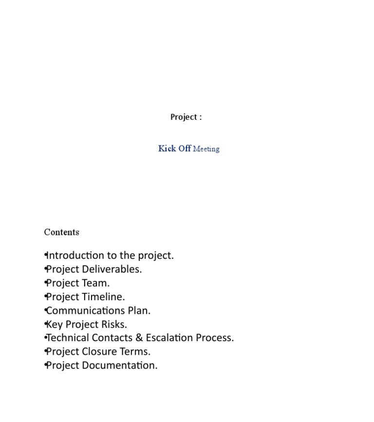 Project Kick Off Meeting Agenda | PDF