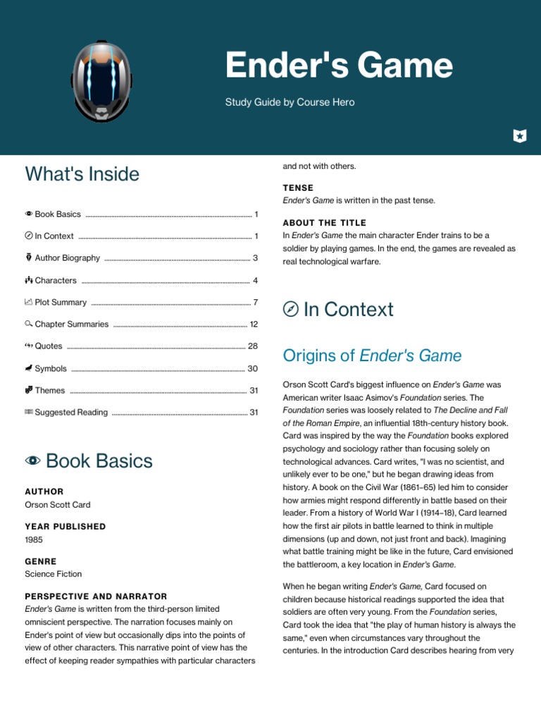 Enders Game PDF | PDF | Narration | Unrest