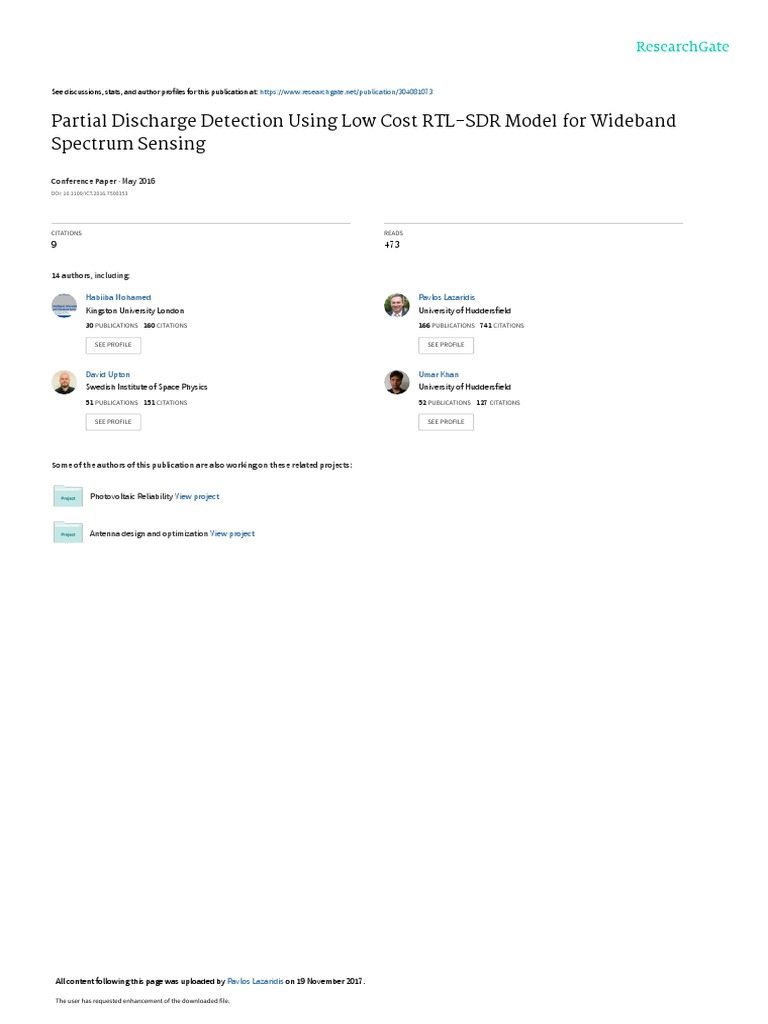 Partial Discharge Detection Using Low Cost RTL-SDR PDF | PDF | Software Defined Radio | Spectral ...