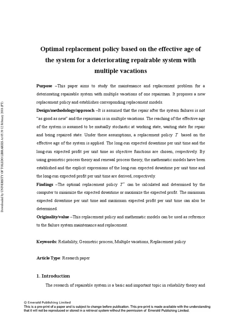 2 Pdfsam Optimal Replacement Policy Based On The Effective Journal Of Quality In