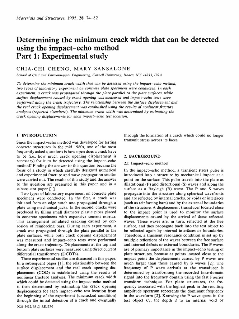 Determining the Minimum Crack Width Detectable by the Impact-Echo Method Through Experimental ...