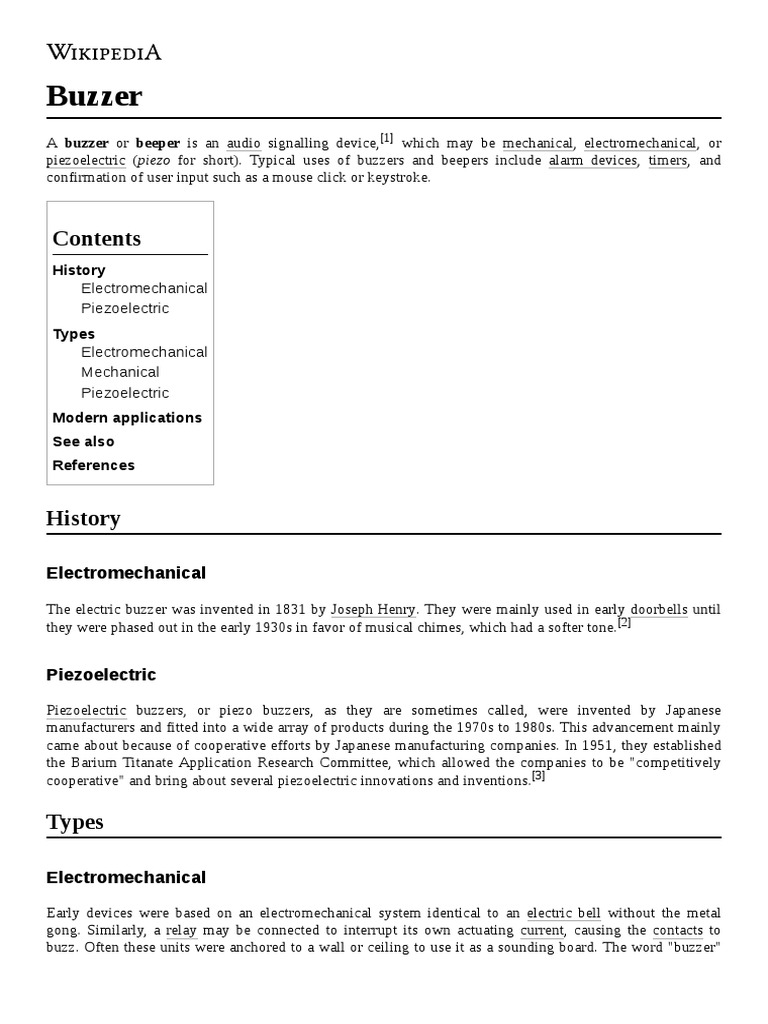 Buzzer | PDF | Manufactured Goods | Electronics
