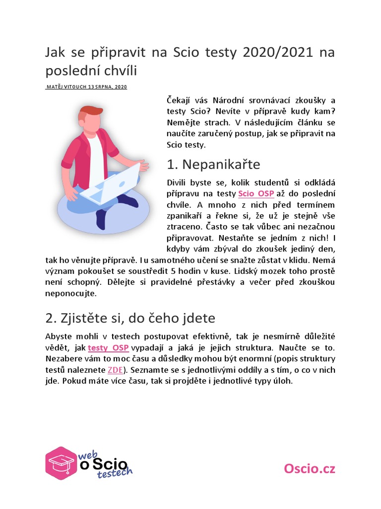 Jak Se Připravit Na Scio Testy 2020 - 2021 | PDF