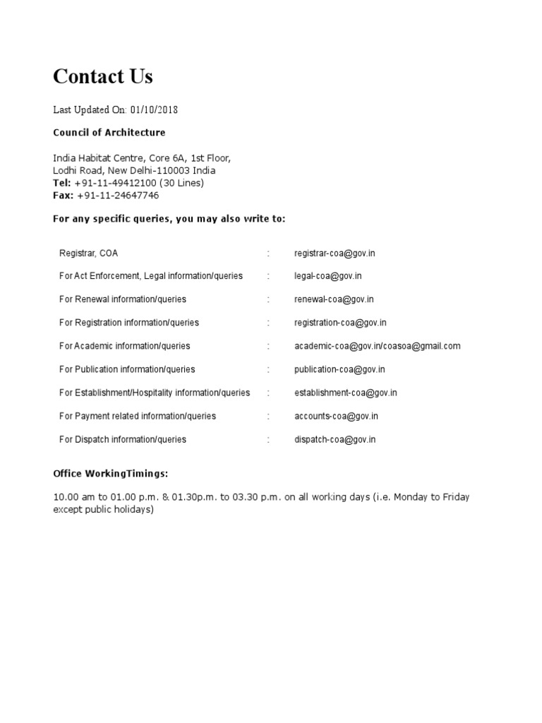 Coa Contacts | PDF | Career & Growth | Business