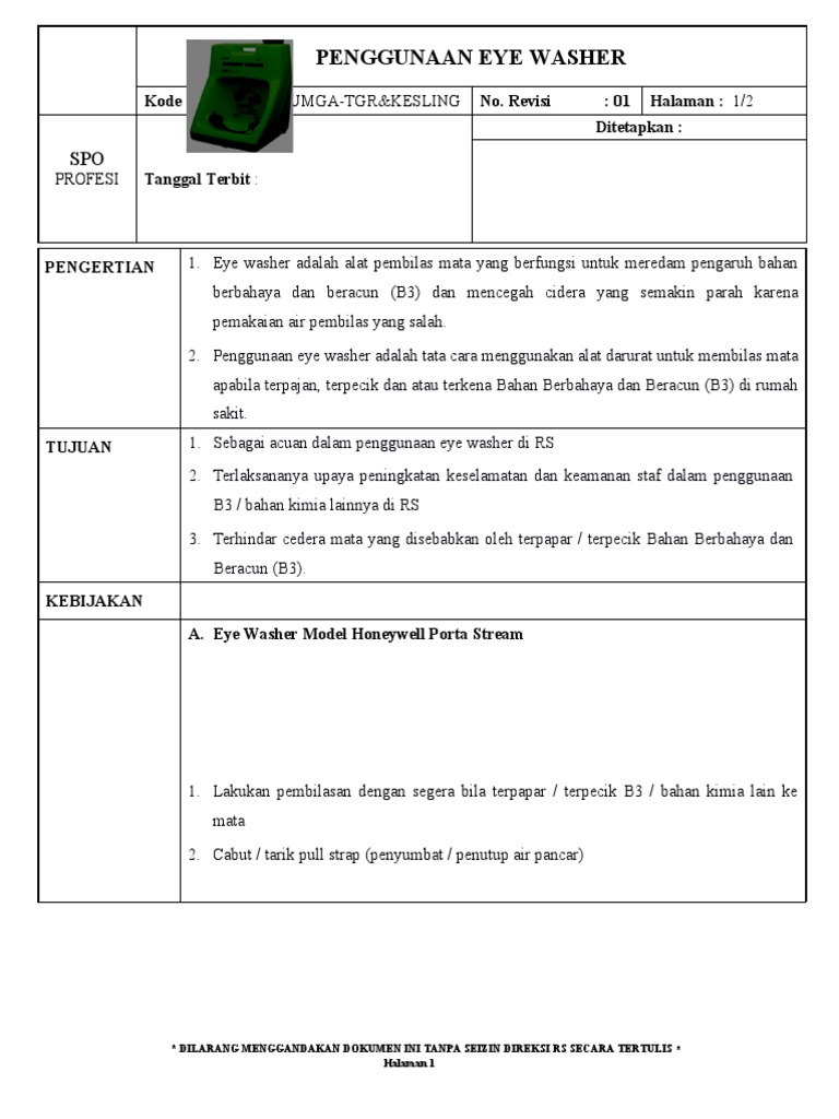 SPO Penggunaan Eye Wash | PDF