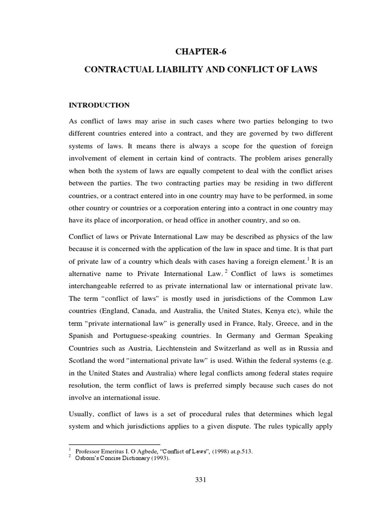 Chapter-6 Contractual Liability and Conflict of Laws | PDF | Consideration | Judgment (Law)