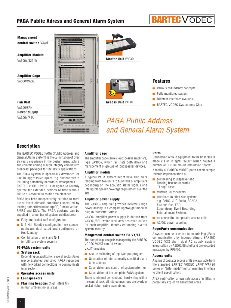 PAGA Public Adress and General Alarm System | PDF | Amplifier | Power ...