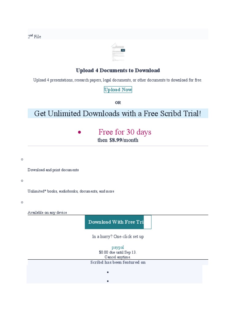 Get Unlimited Downloads With A Free Scribd Trial! | PDF