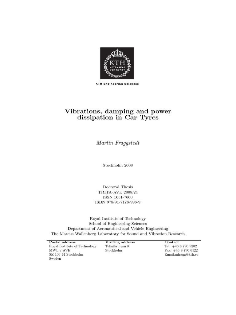 FULLTEXT01 Car Tyres Dampening Coeff Paper | PDF | Friction | Normal Mode
