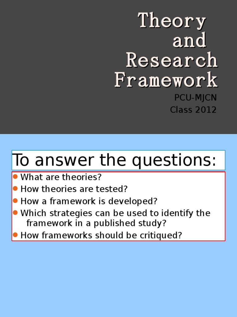 Theory and Research Frameworks | PDF | Concept | Theory