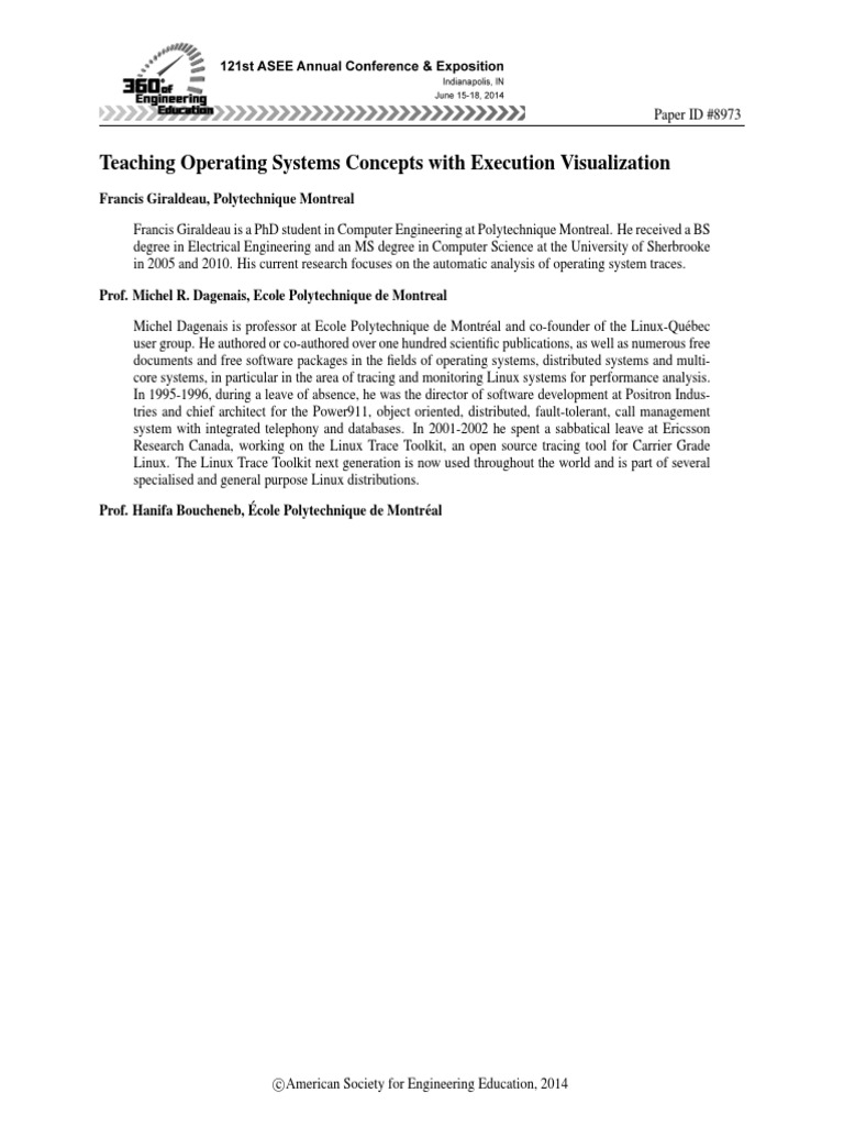 Teaching Operating Systems Concepts With Execution Visualization Pdf Thread Computing
