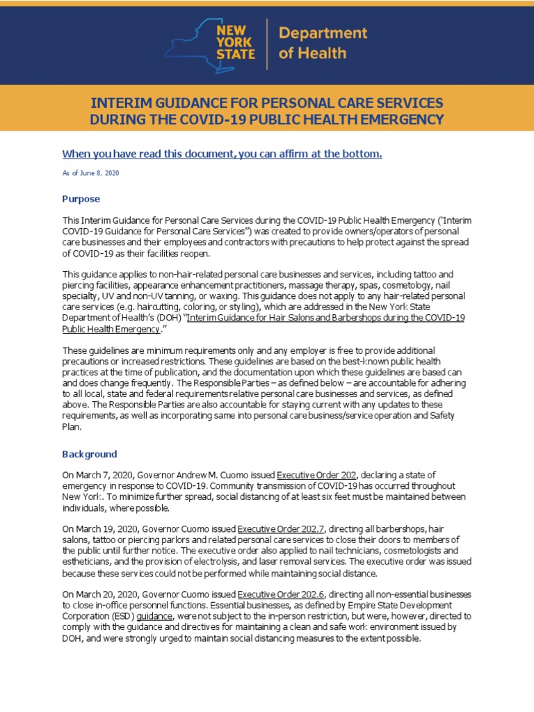 Personal - Care - Detailed - Guidelines NYS | PDF | Personal Protective ...