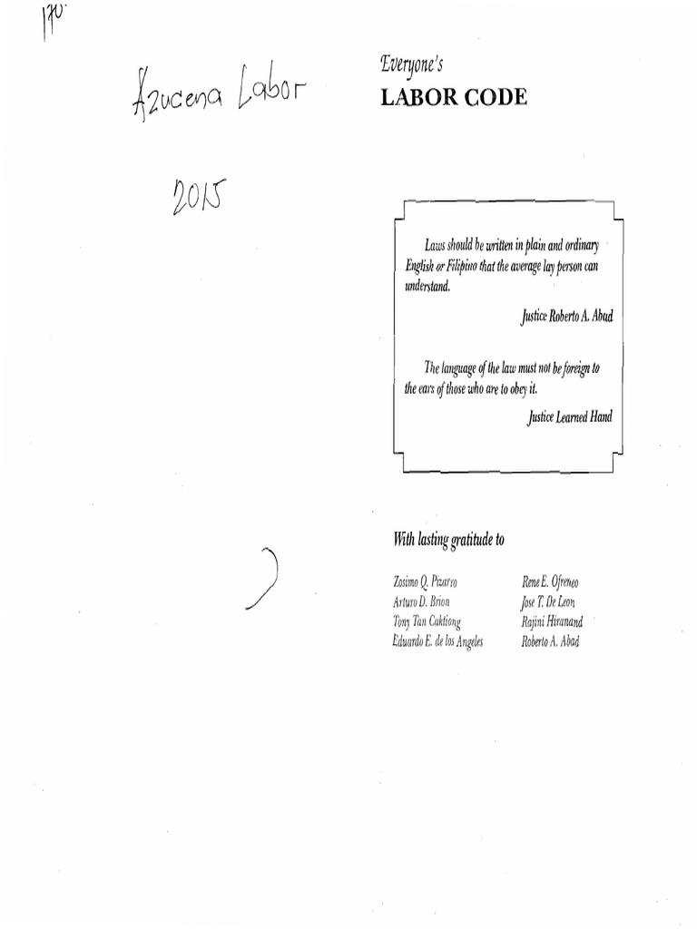 Azucena - Everyone's Labor Code PDF | PDF