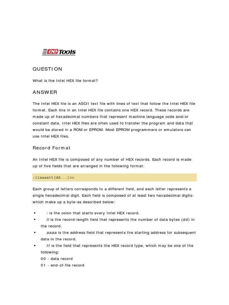 About Intel Hex File PDF | PDF | Computer Engineering | Data