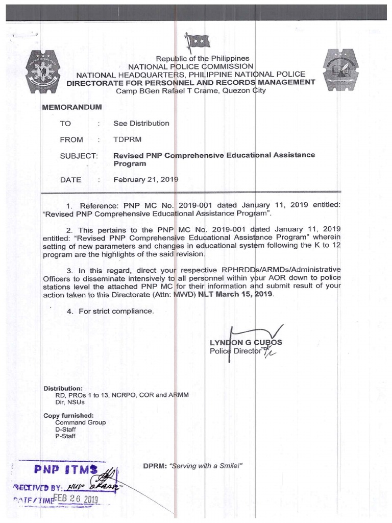 2019-02-1692 Revised PNP Comprehensive Educational Assistance Program | PDF