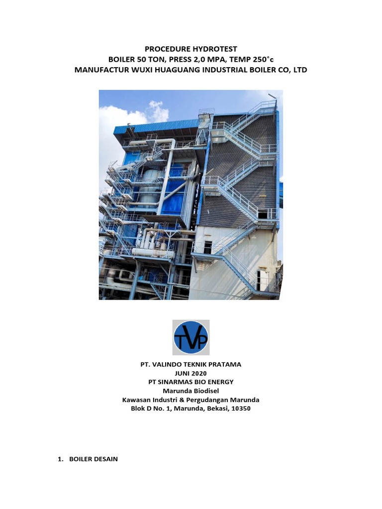 Procedure Hydrotest Wuxi Boiler 50 TPH | PDF